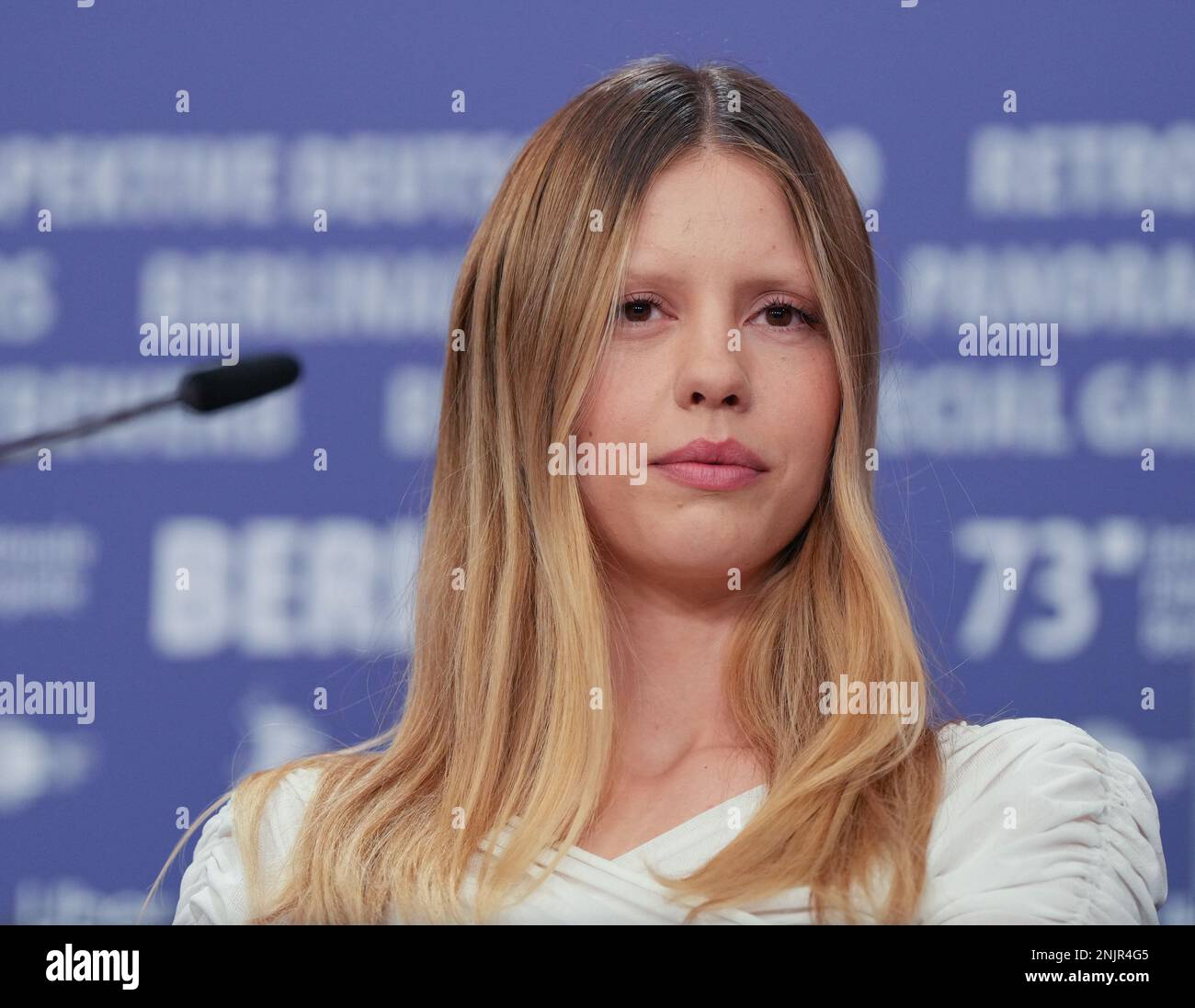 Berlin, Germany. 22nd Feb, 2023. Actress Mia Goth, taken at the press ...