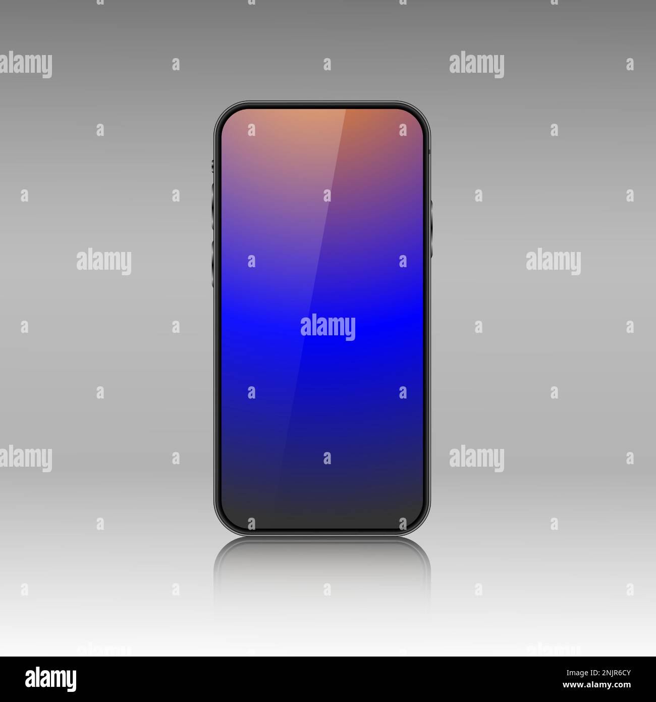 A smartphone layout with a color gradient screen. Realistic 3D mobile ...