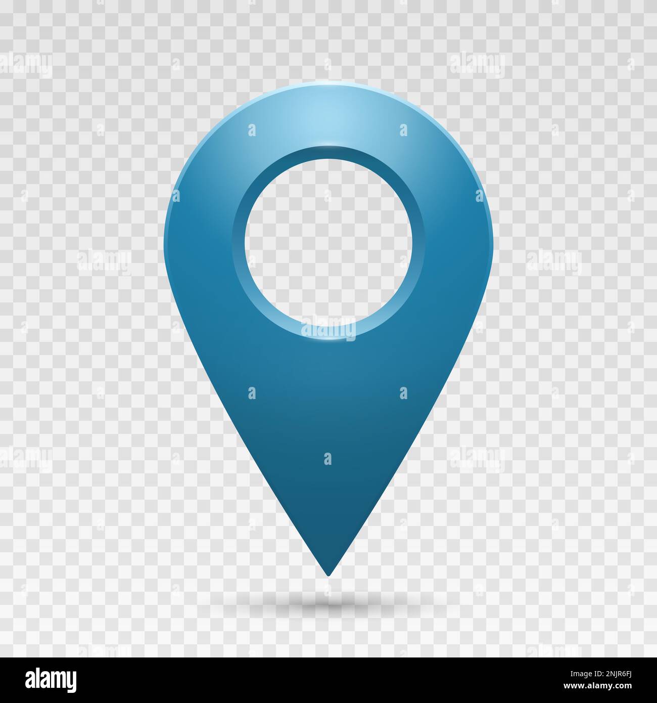 The geolocation icon is blue with highlights on a transparent ...