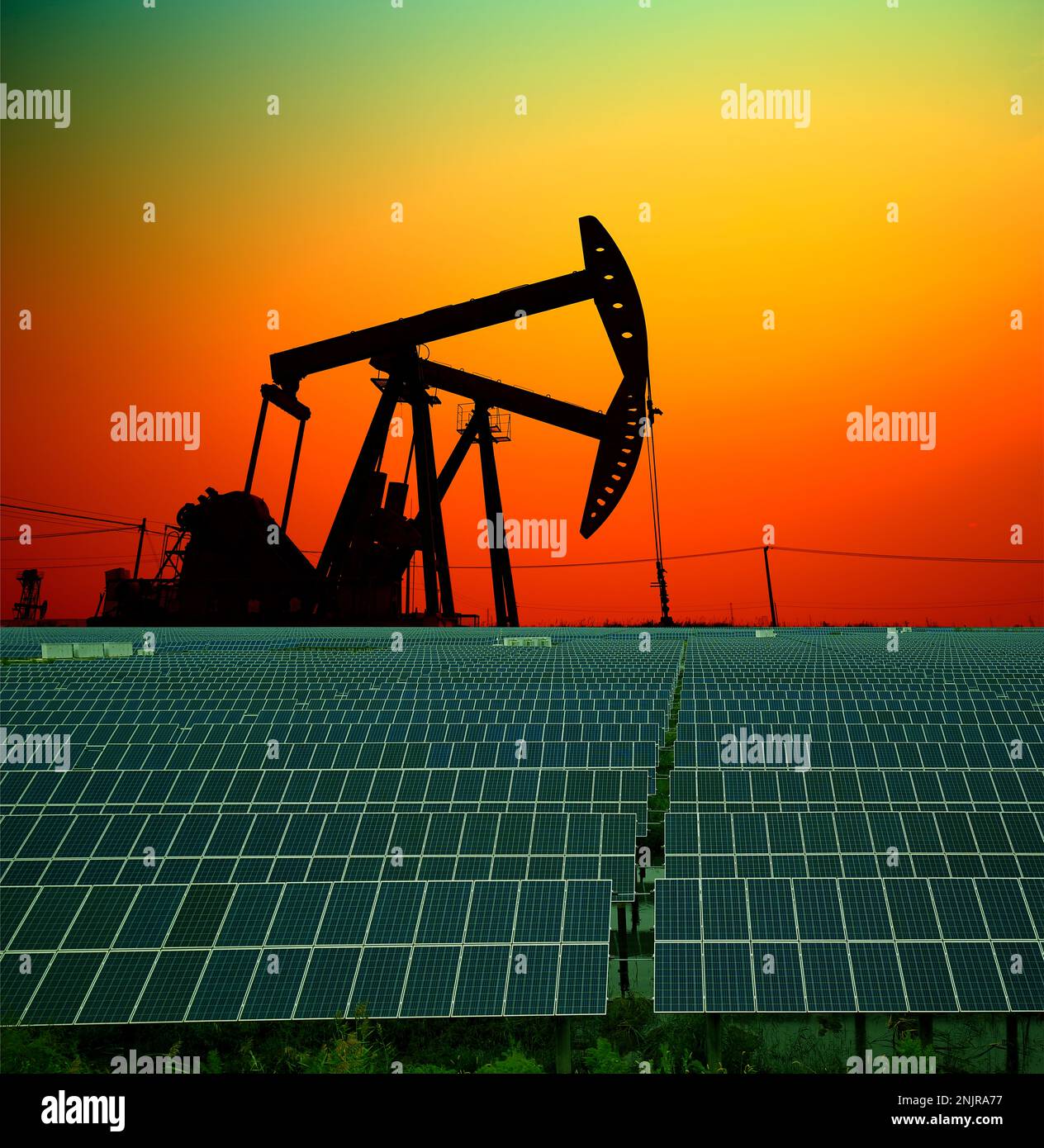 Oil pump with solar panels Stock Photo - Alamy