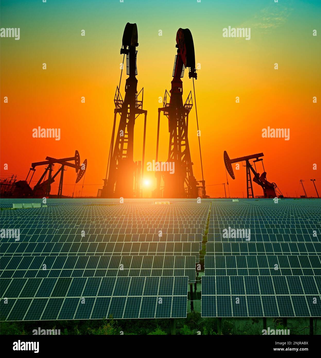 Oil pump with solar panels Stock Photo - Alamy