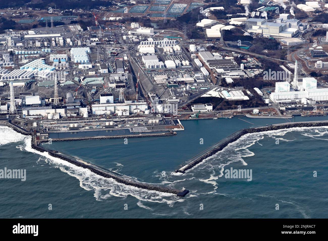 An aerial photo shows Fukushima No. 1 Nuclear Power Plant in Okuma town ...