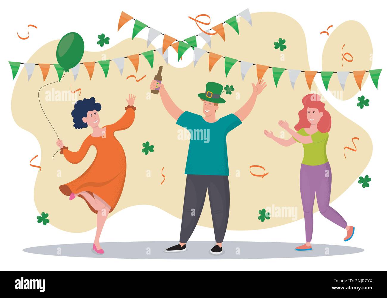saint patricks holiday party with friends in illustration Stock Vector ...