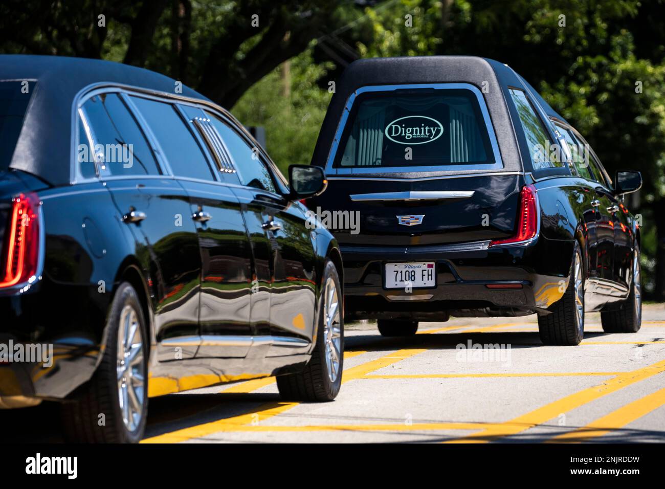 The hearse carrying the casket of Irina McCarthy leaves Weinstein ...