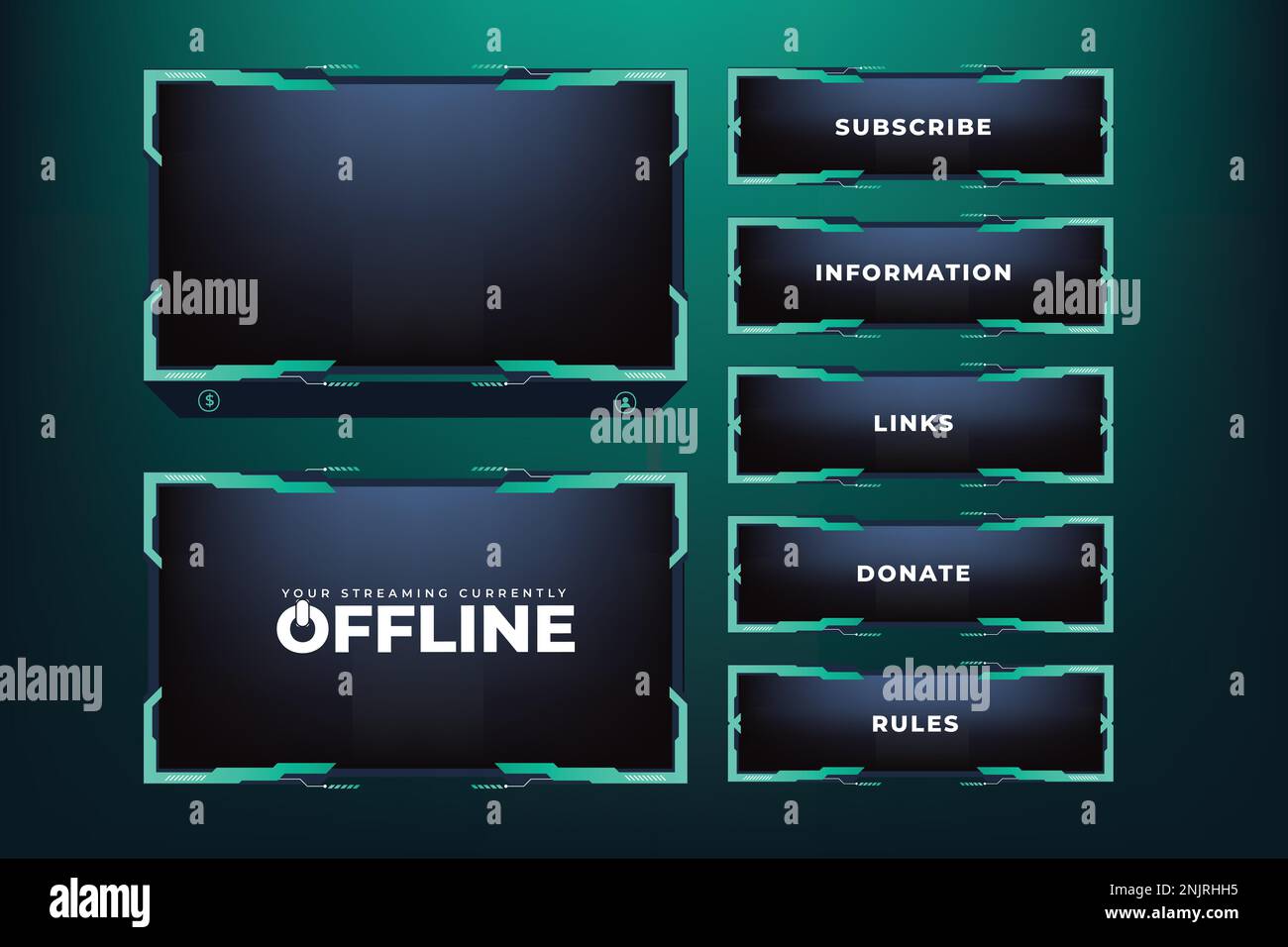 Creative gaming screen frame design with dark green color on a black ...