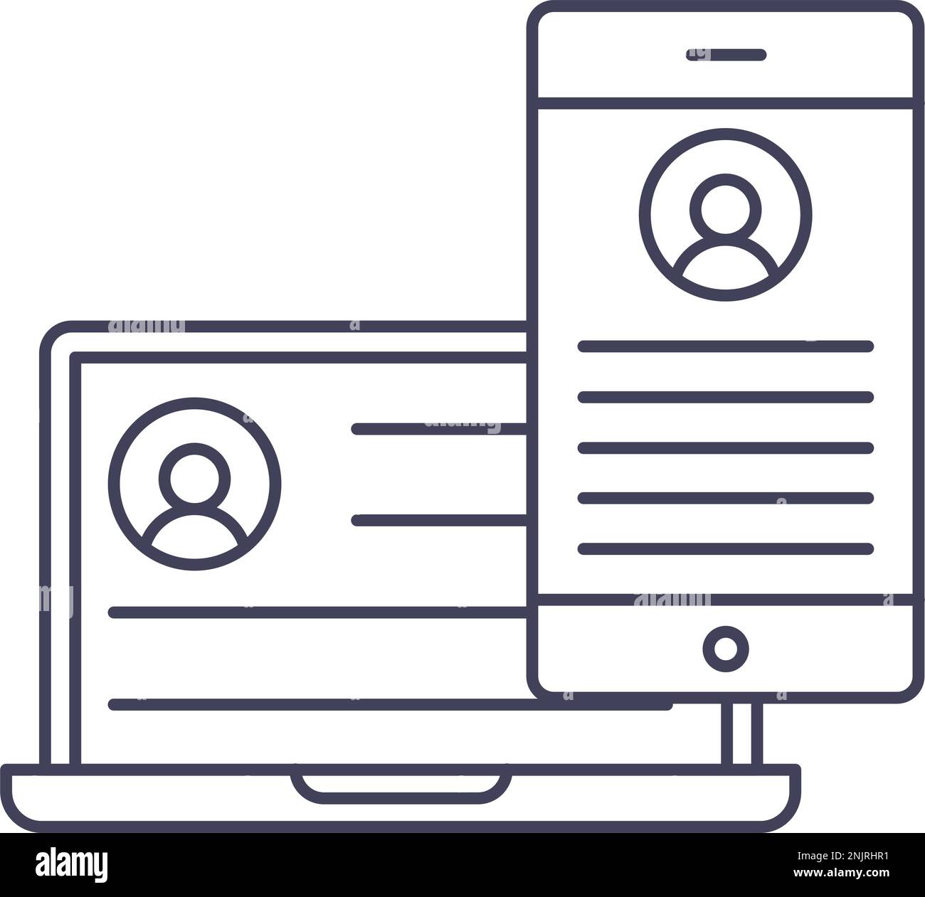 Line pc computer monitor and phone icon vector Stock Vector Image & Art ...