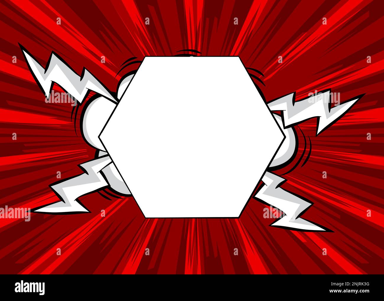 Red Pop Art Background with blank Hexagonal shape. Abstract Comic Book ...