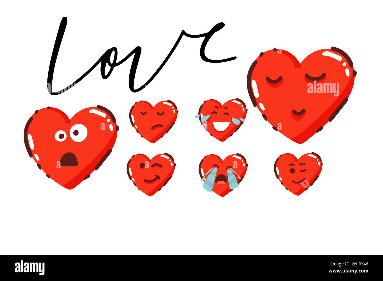 set of smile emoticons pattern. heart shape in pink, modern, minimal ...