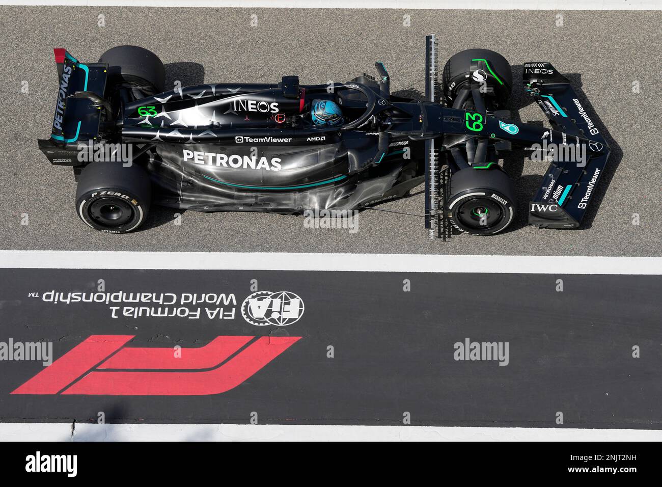Mercedes driver George Russell of Britain steers his car during a ...