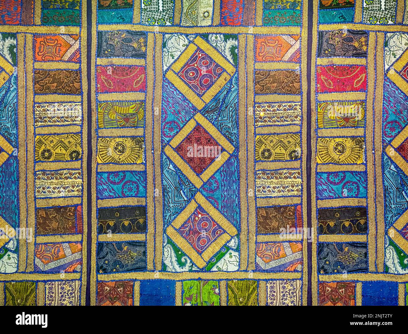 colorful patchwork fabrics. decorative textile background Stock Photo ...