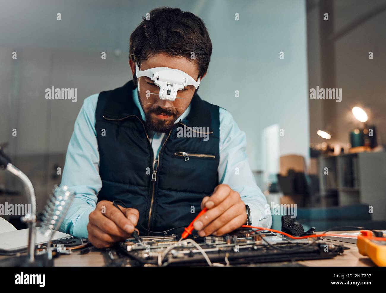 Electric meter, motherboard and IT professional or engineer repair chip ...