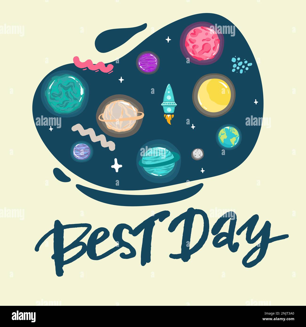 horizontal space background with abstract shape and planets. Web design ...