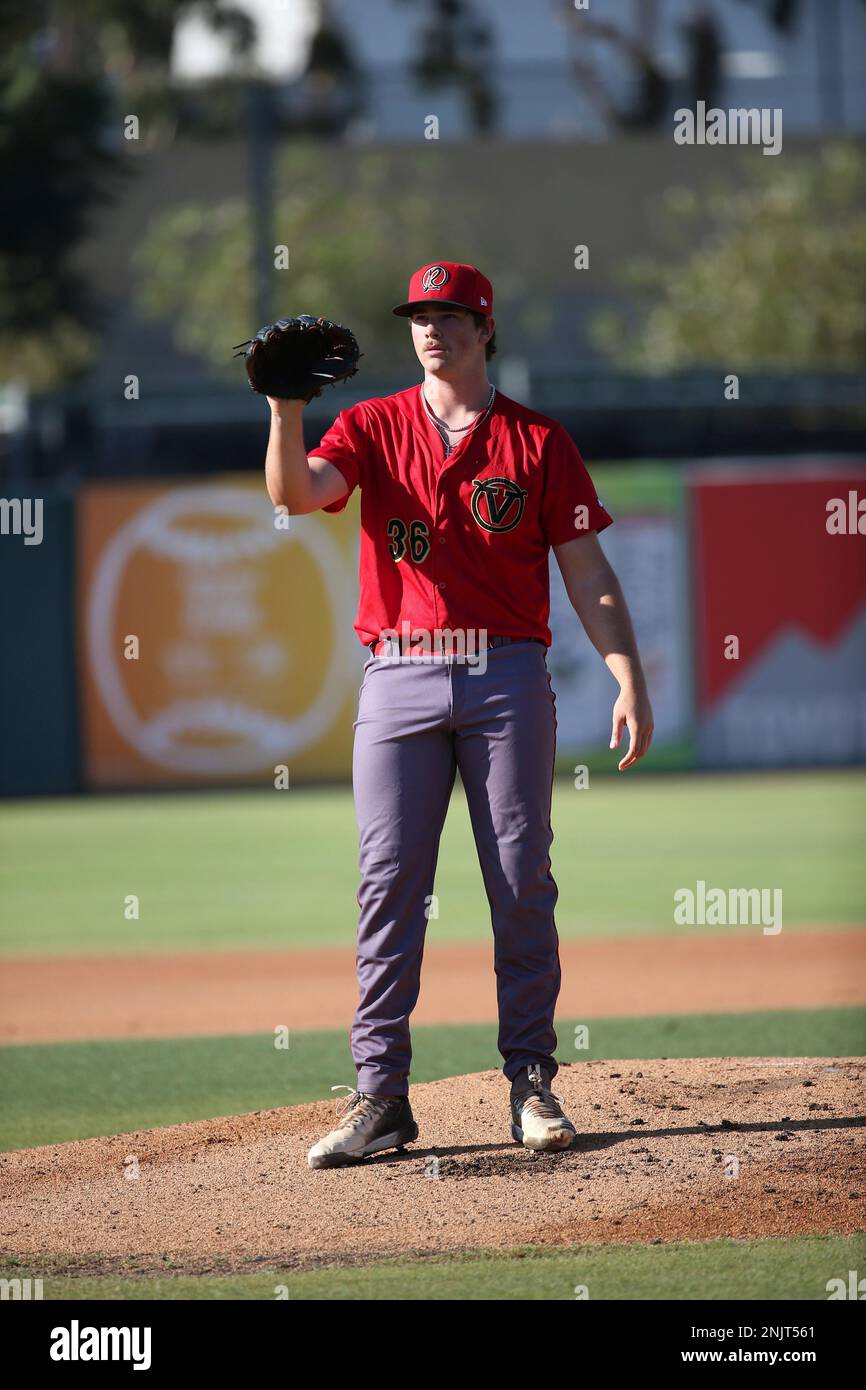 Liam Norris (36) of the Visalia Rawhide pitches against the Inland ...