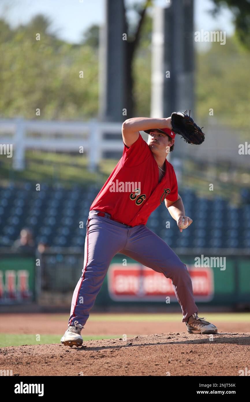 Liam Norris (36) of the Visalia Rawhide pitches against the Inland ...