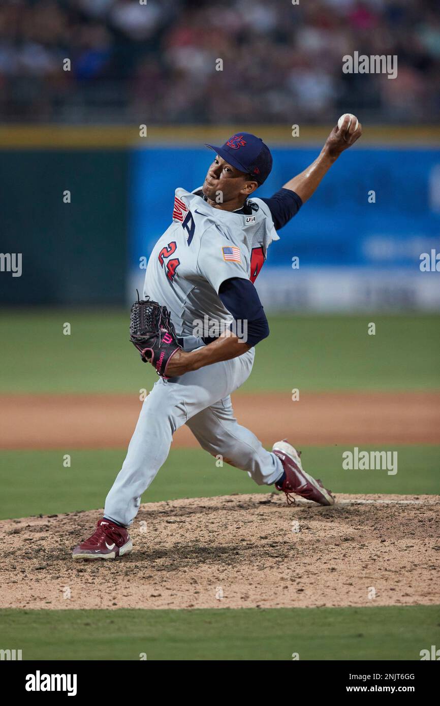 Team Stripes relief pitcher Braden Montgomery (24) (Stanford) in action ...
