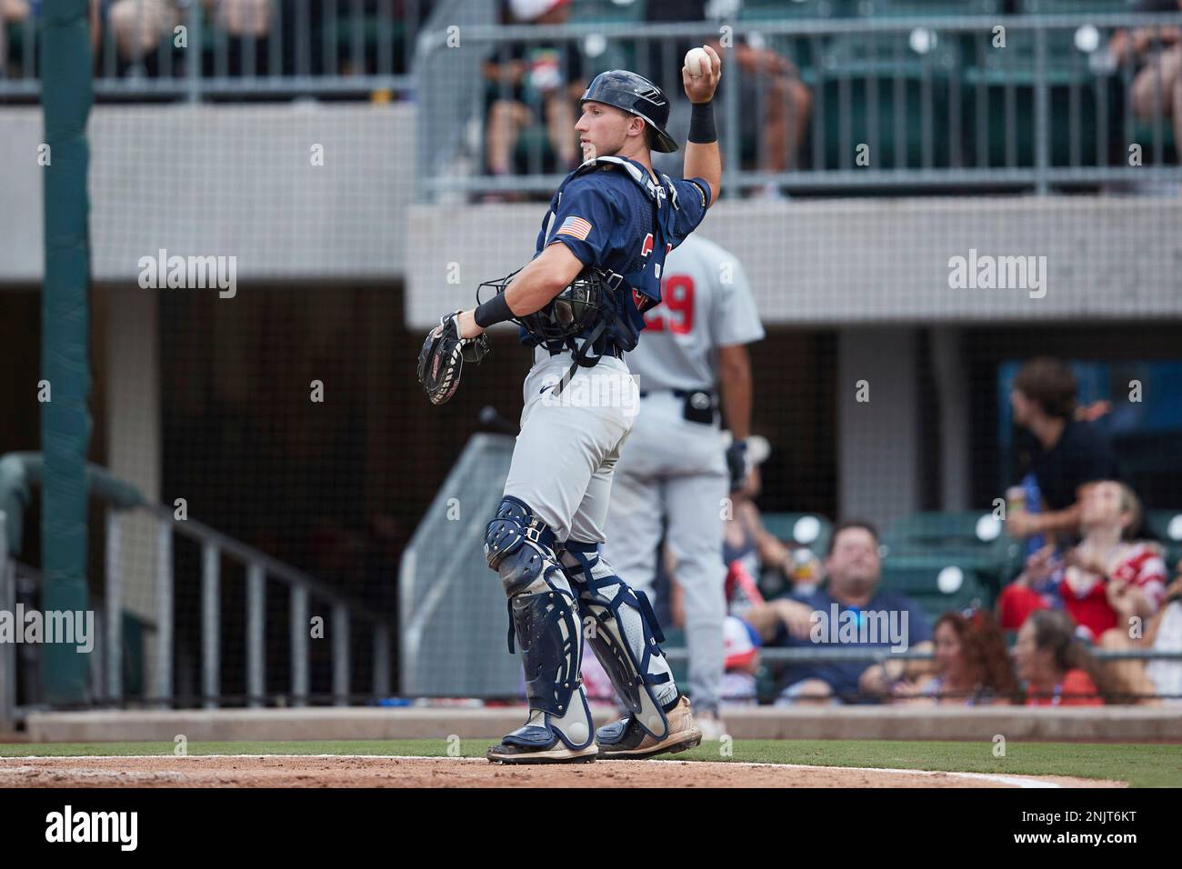 Team Stars catcher Michael Carico (33) (Davidson) on defense against ...