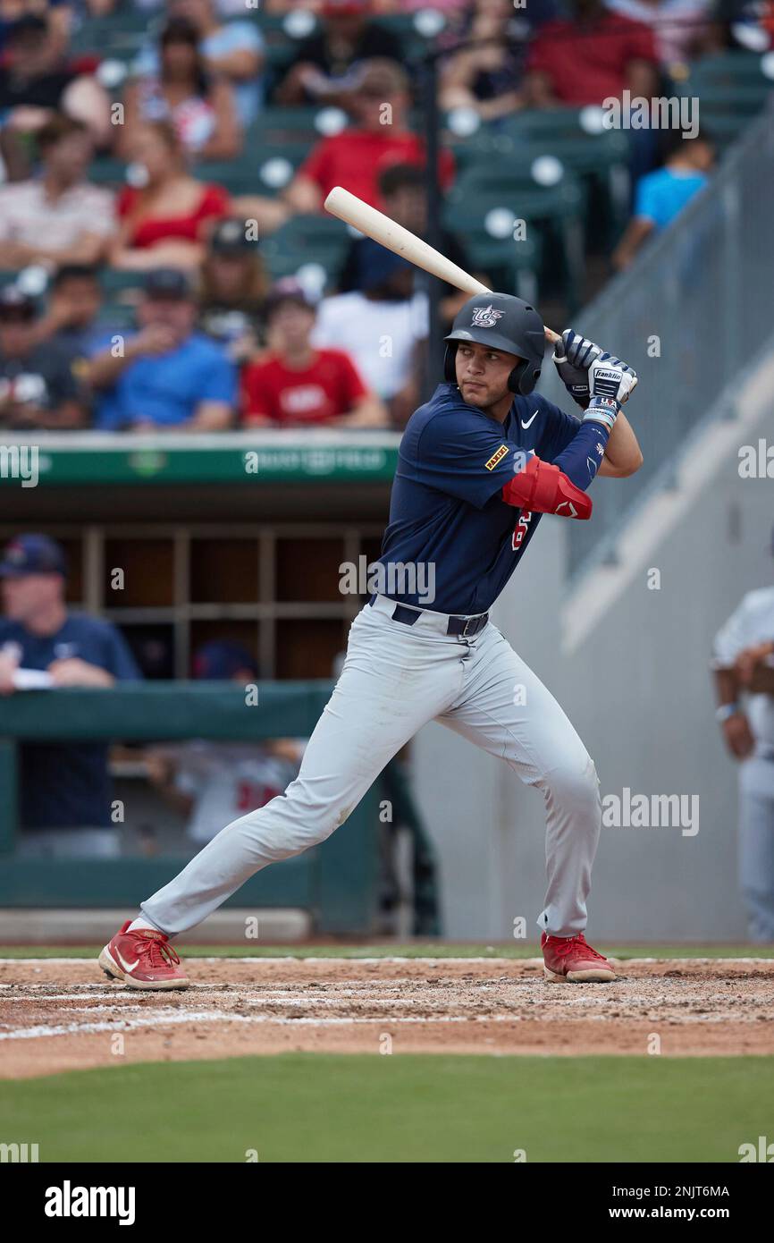 Jacob Gonzalez (6) (Ole Miss) of Team Stars at bat against Team Stripes ...