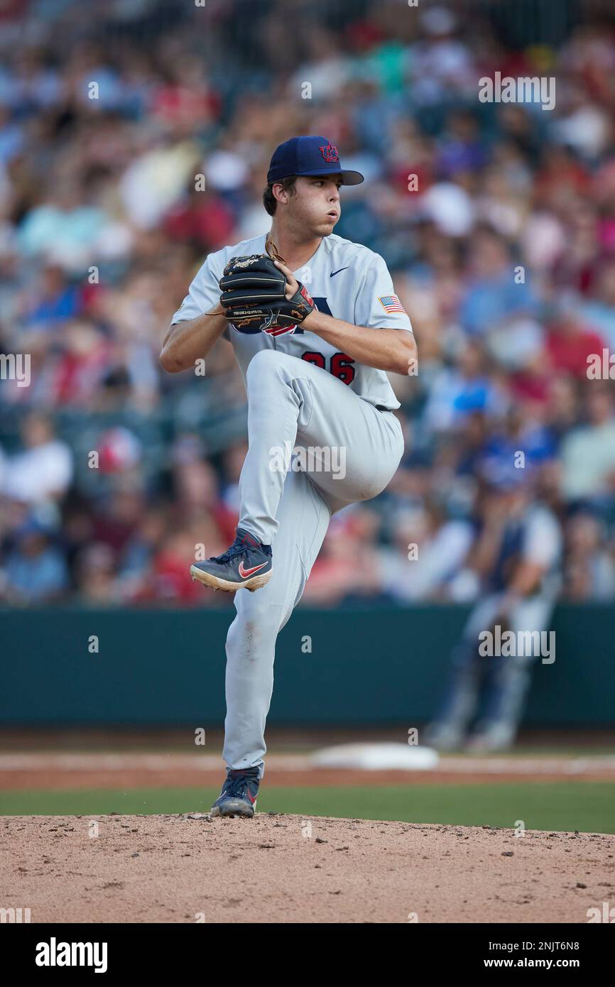 Team Stripes relief pitcher Mason Nichols (36) (Ole Miss) in action ...