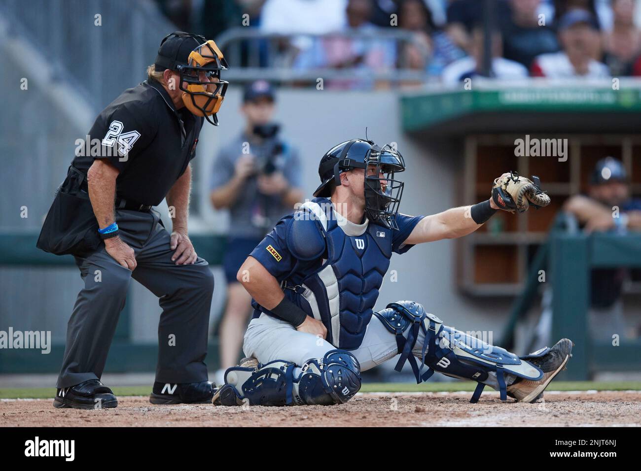 Team Stars catcher Michael Carico (33) (Davidson) frames a pitch as ...