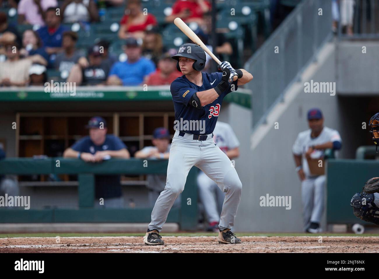 Michael Carico (33) (Davidson) of Team Stars at bat against Team ...