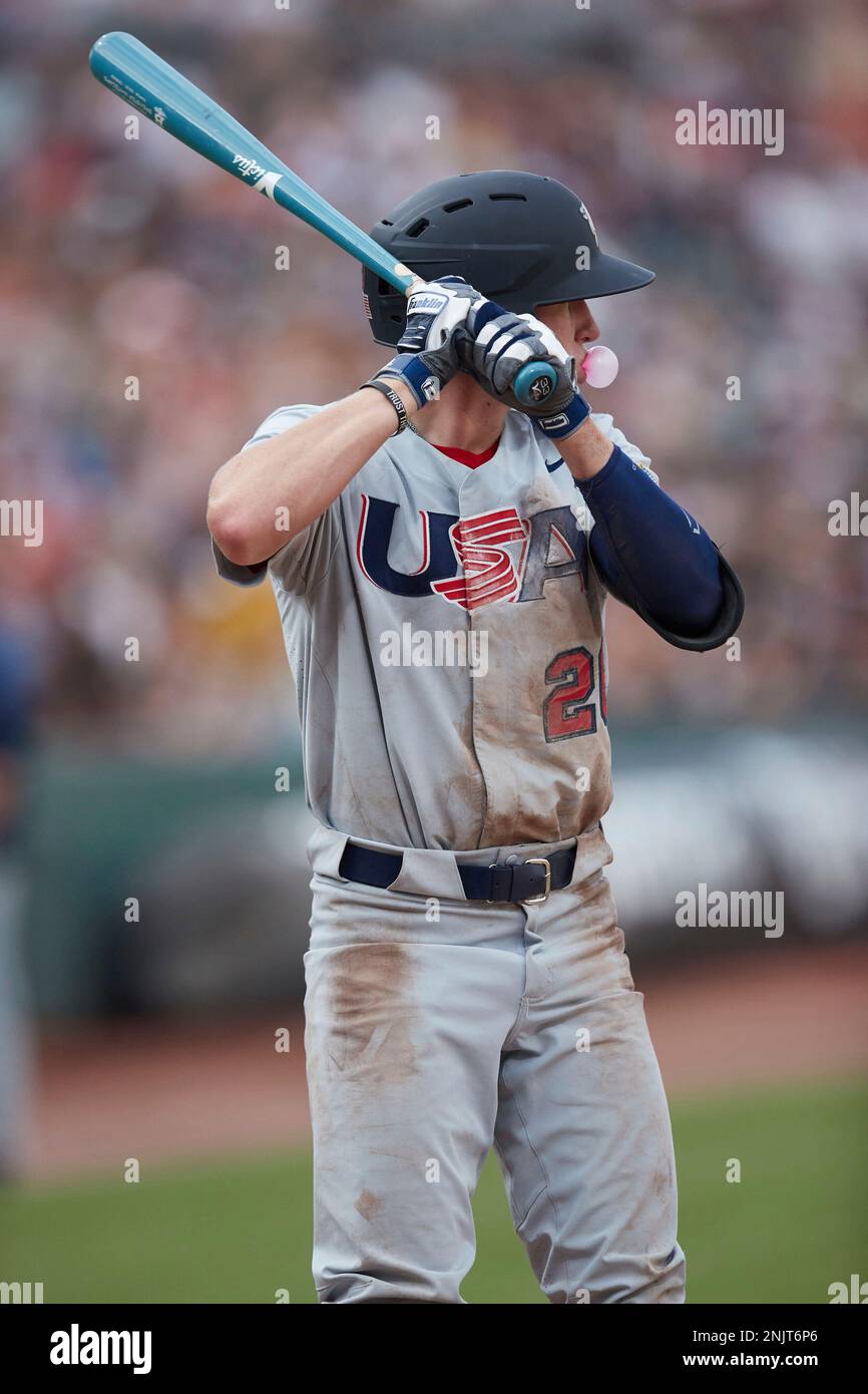Ryan Lasko (26) (Rutgers) of Team Stripes at bat against Team Stars at ...