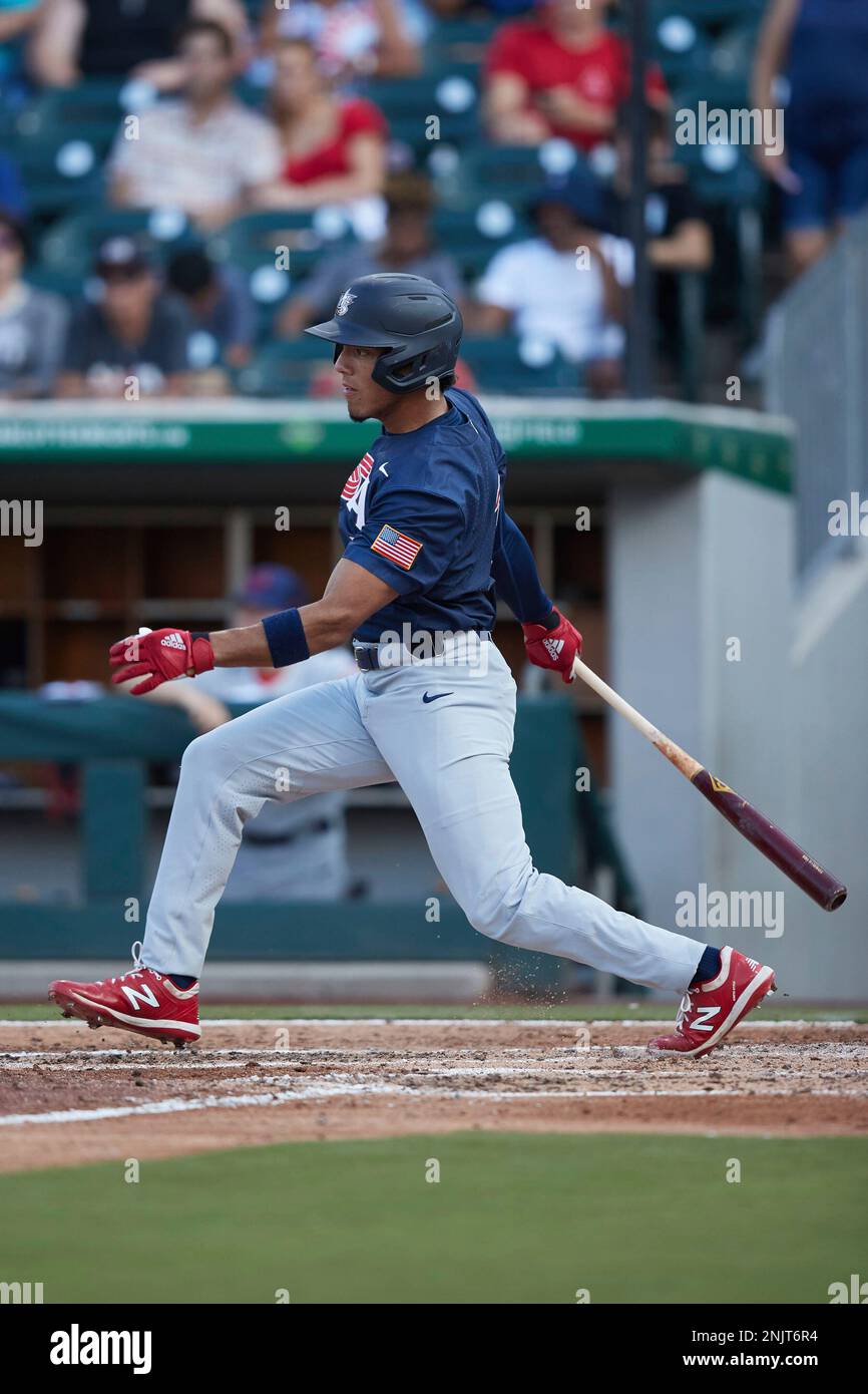 Chase Davis (7) (Arizona) of Team Stars follows through on his swing ...
