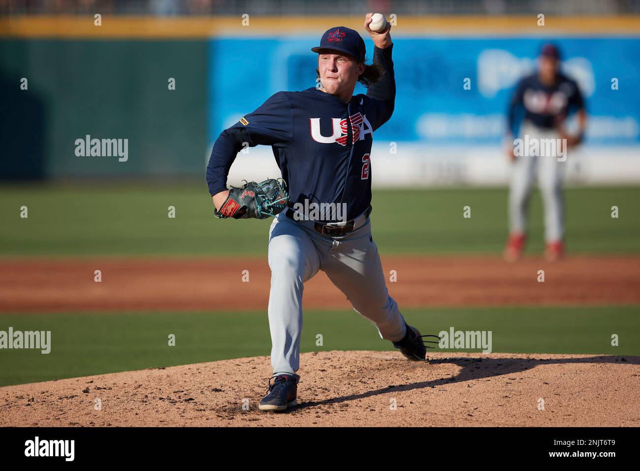 Team Stars starting pitcher Hunter Elliott (28) (Ole Miss) in action ...