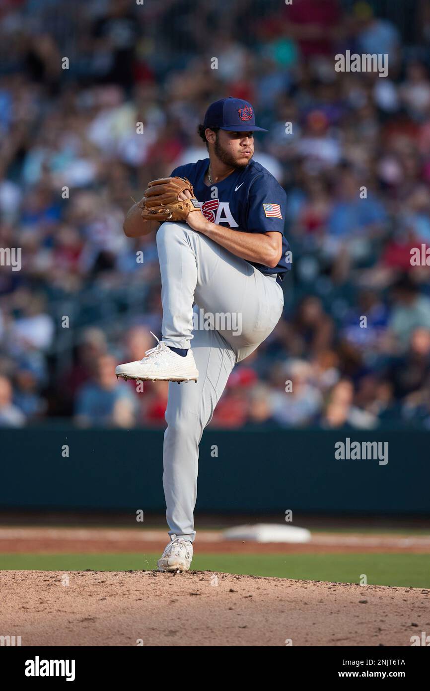 Team Stars relief pitcher Joseph Gonzalez (16) (Auburn) in action ...