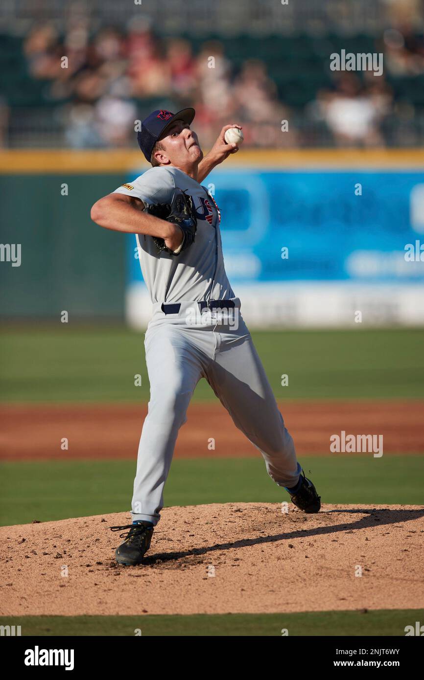 Team Stripes starting pitcher Ethan Flanagan (25) (UCLA) in action ...
