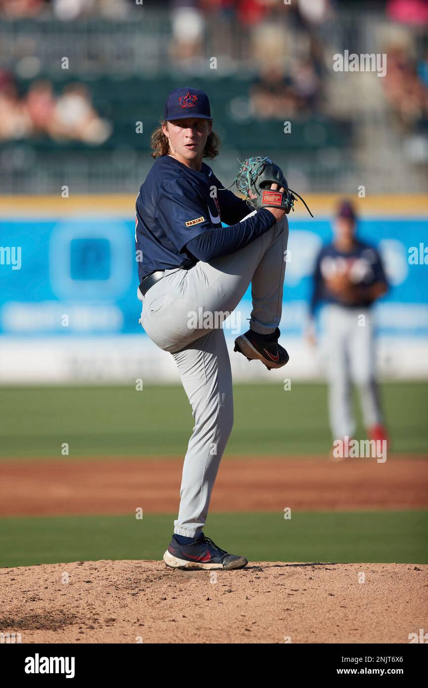 Team Stars starting pitcher Hunter Elliott (28) (Ole Miss) in action ...