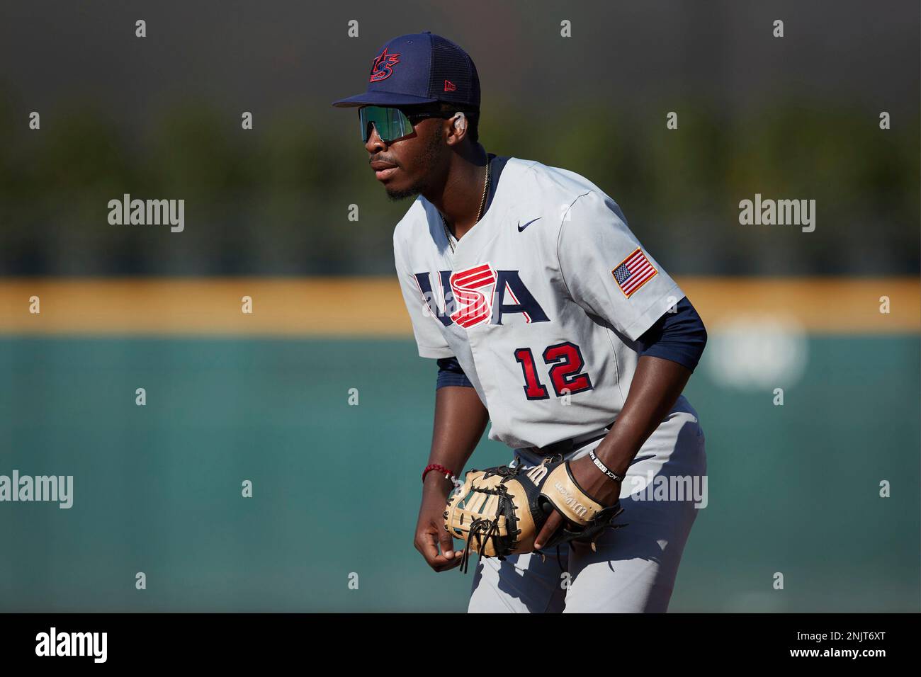 Team Stripes first baseman LuJames Groover III (12) (North Carolina ...