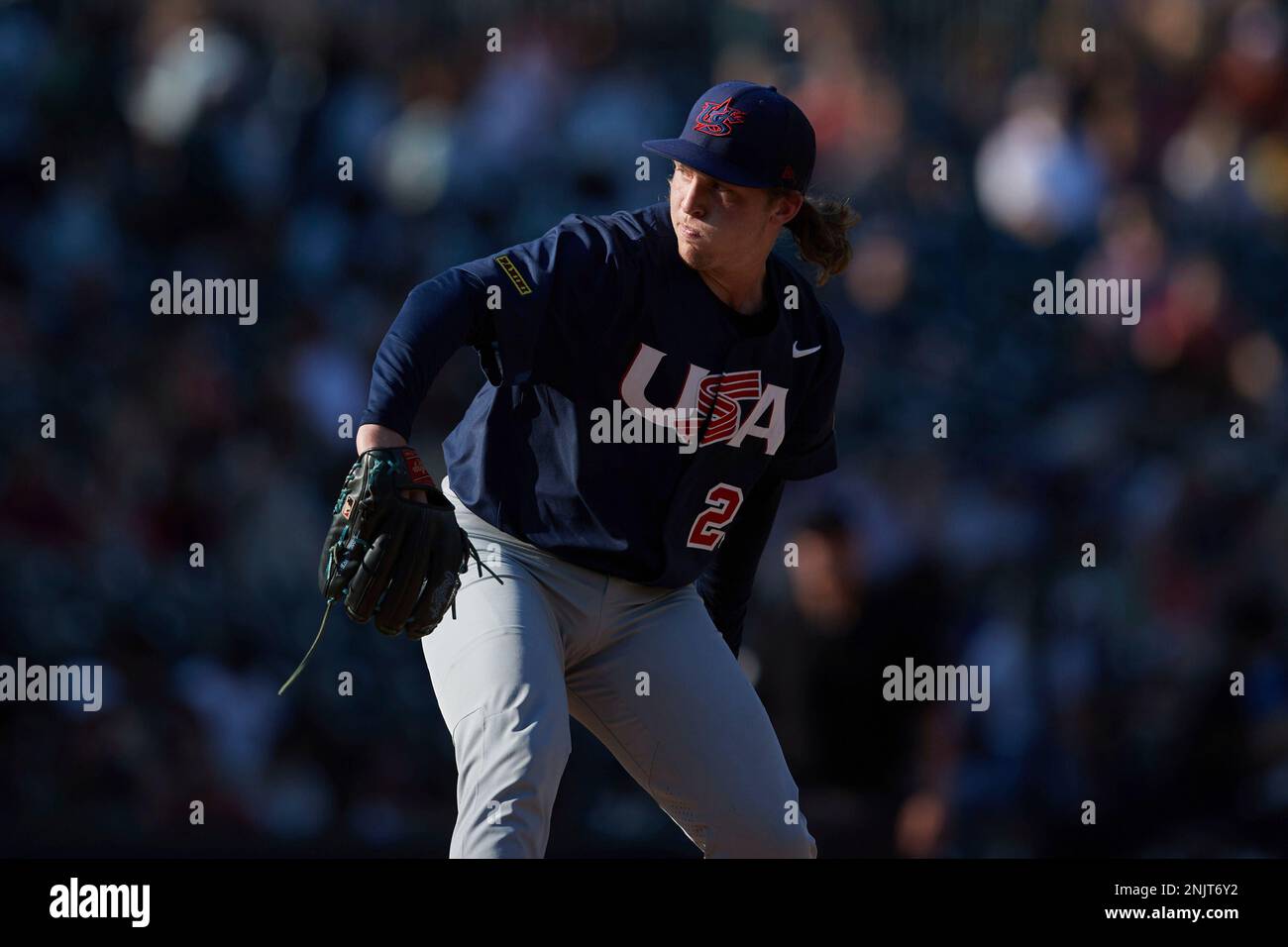 Team Stars starting pitcher Hunter Elliott (28) (Ole Miss) in action ...