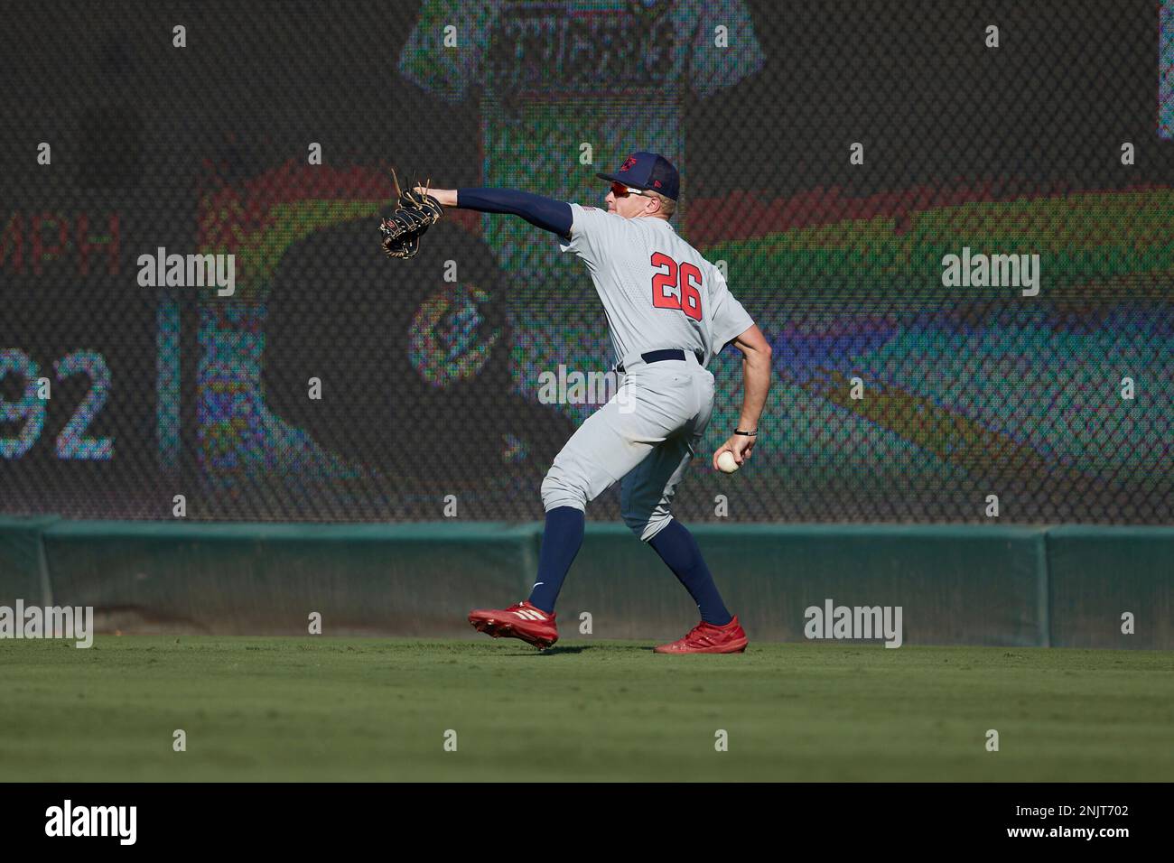 Team Stripes right fielder Ryan Lasko (26) (Rutgers) throws the ball ...