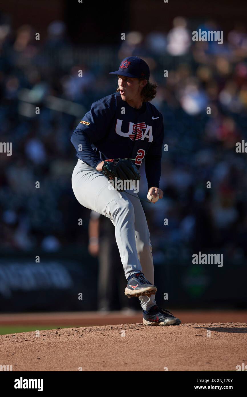 Team Stars starting pitcher Hunter Elliott (28) (Ole Miss) in action ...