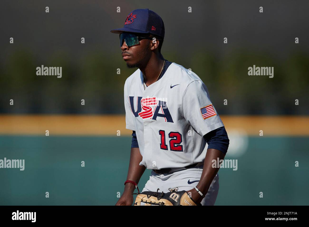 Team Stripes first baseman LuJames Groover III (12) (North Carolina ...
