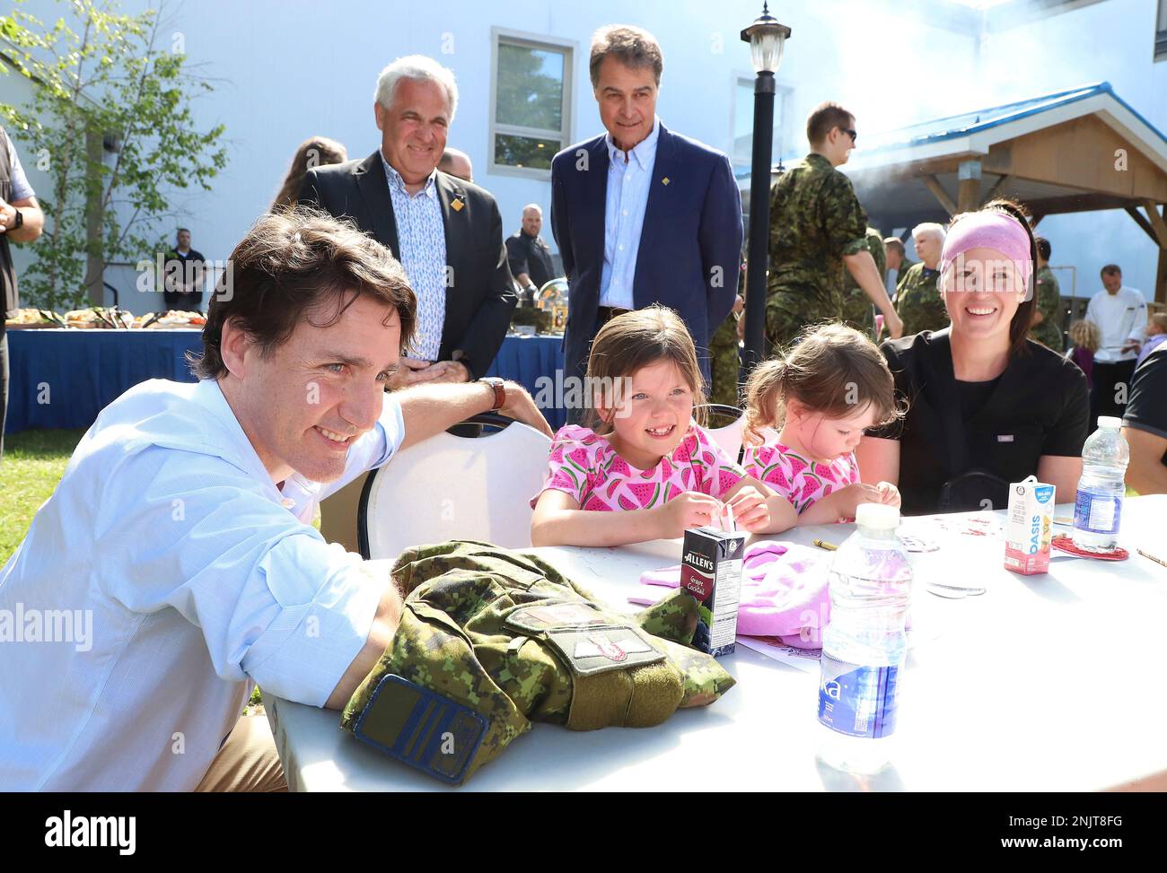 Canadian Prime Minister Justin Trudeau meets with members of the ...
