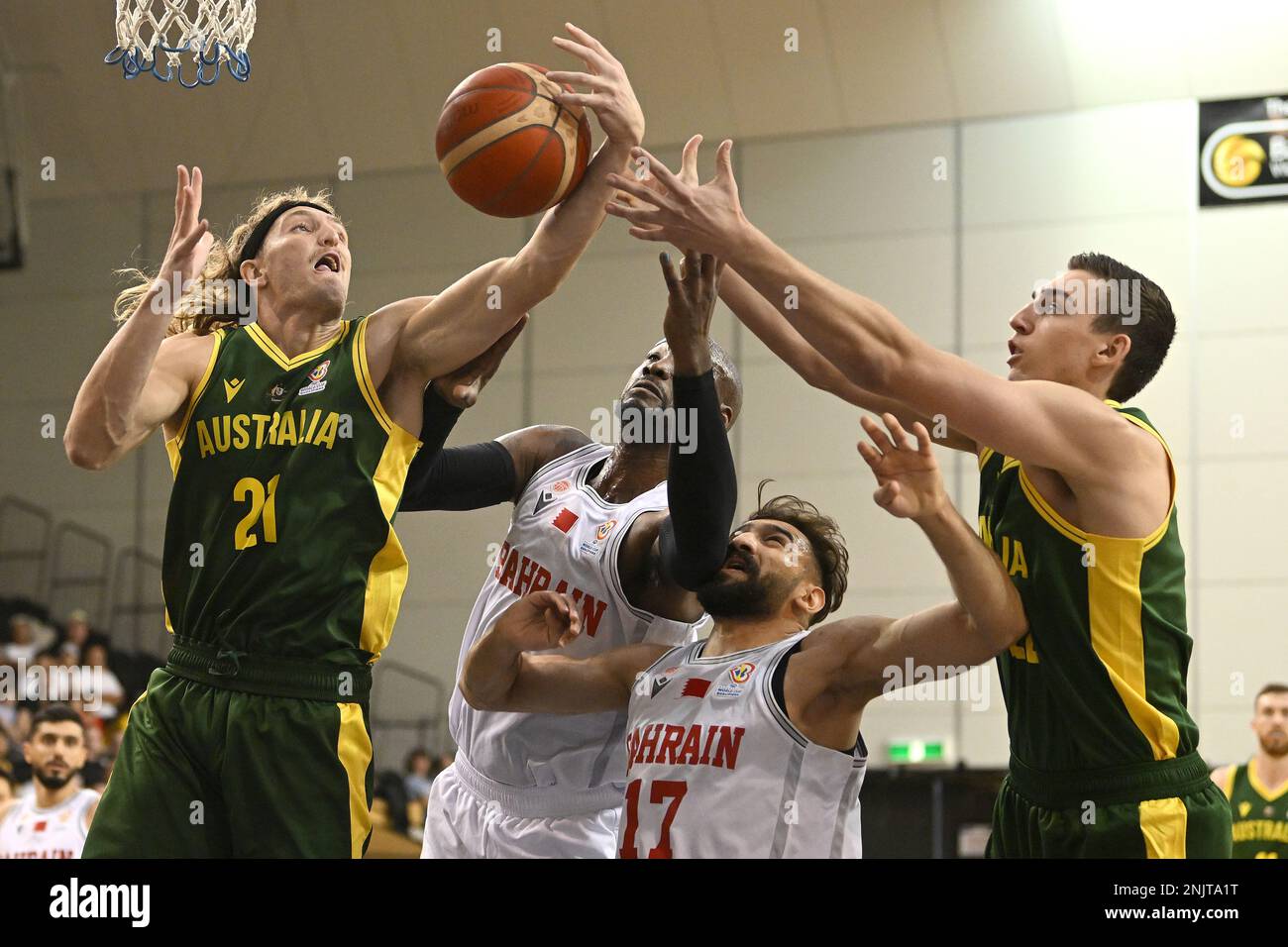 Daniel Grida of the Boomers claims a rebound during of the 2023 FIBA ...