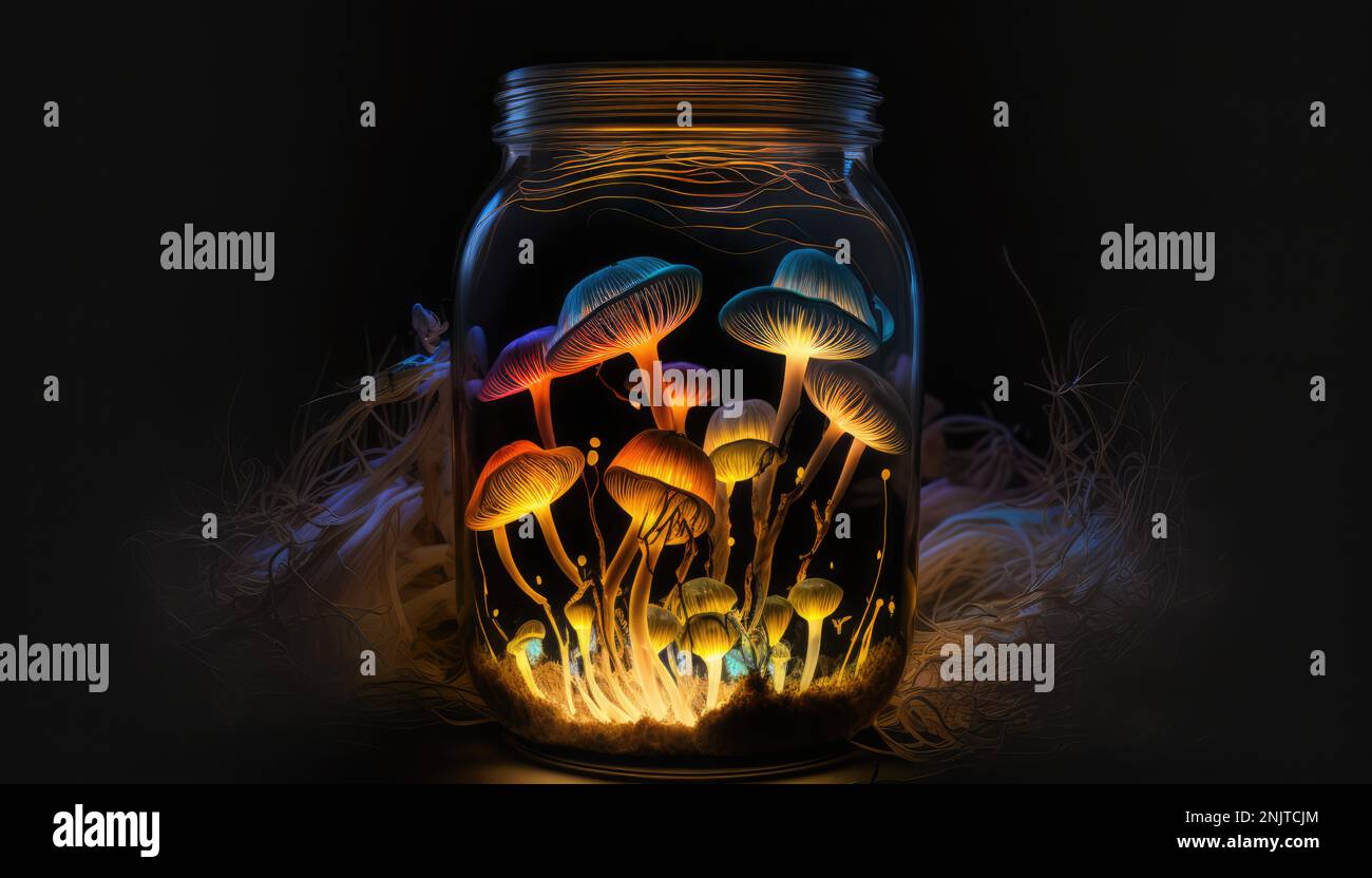 Glowing psilocybin fungi hi-res stock photography and images - Alamy