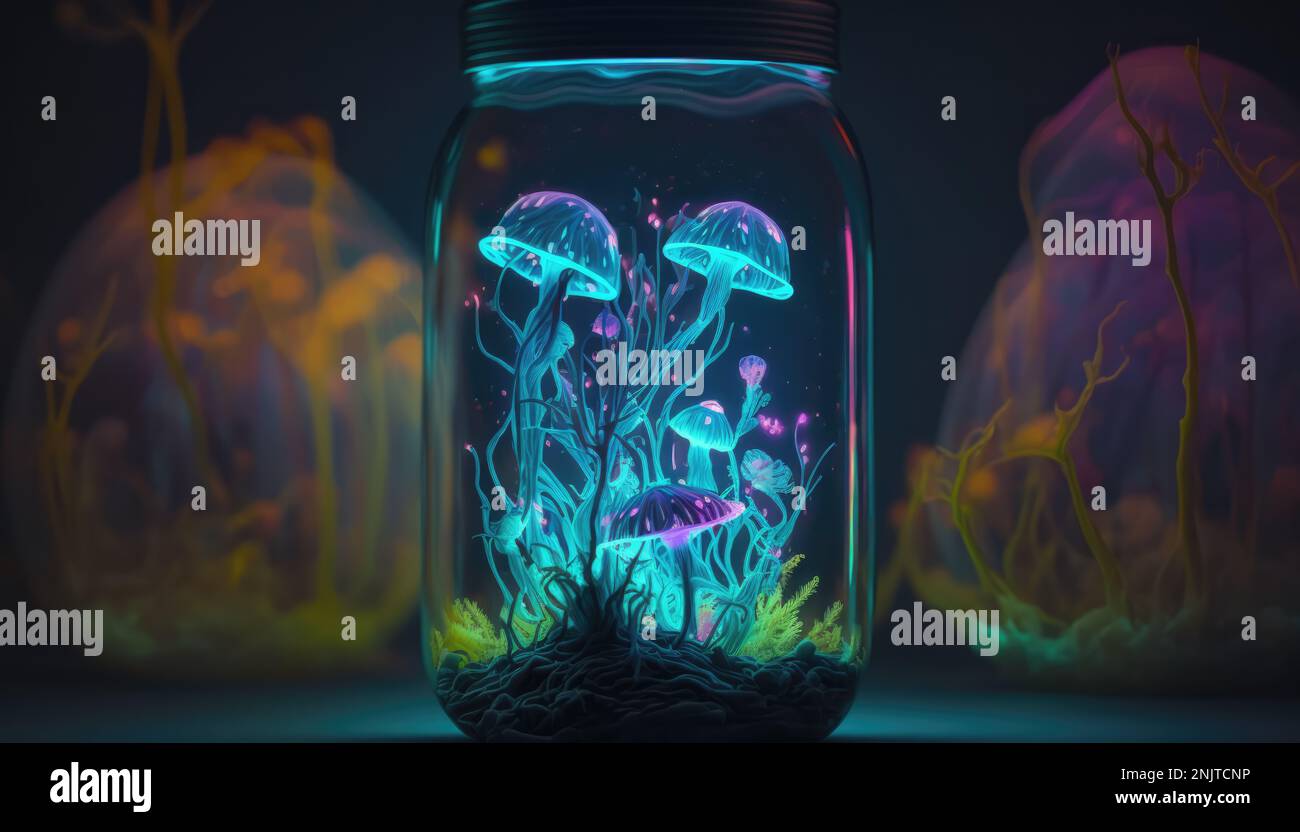 Glowing psilocybin fungi hi-res stock photography and images - Alamy