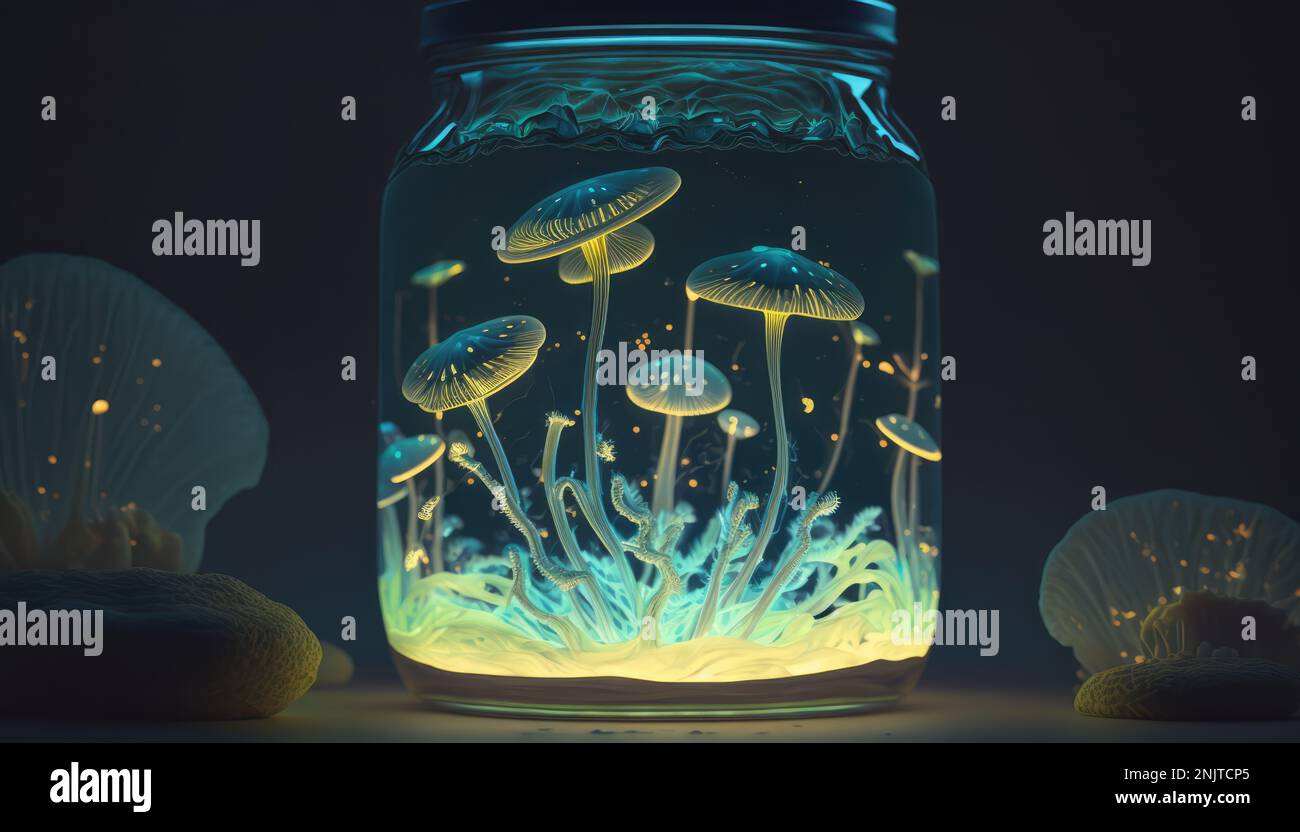 Glowing psilocybin fungi hi-res stock photography and images - Alamy