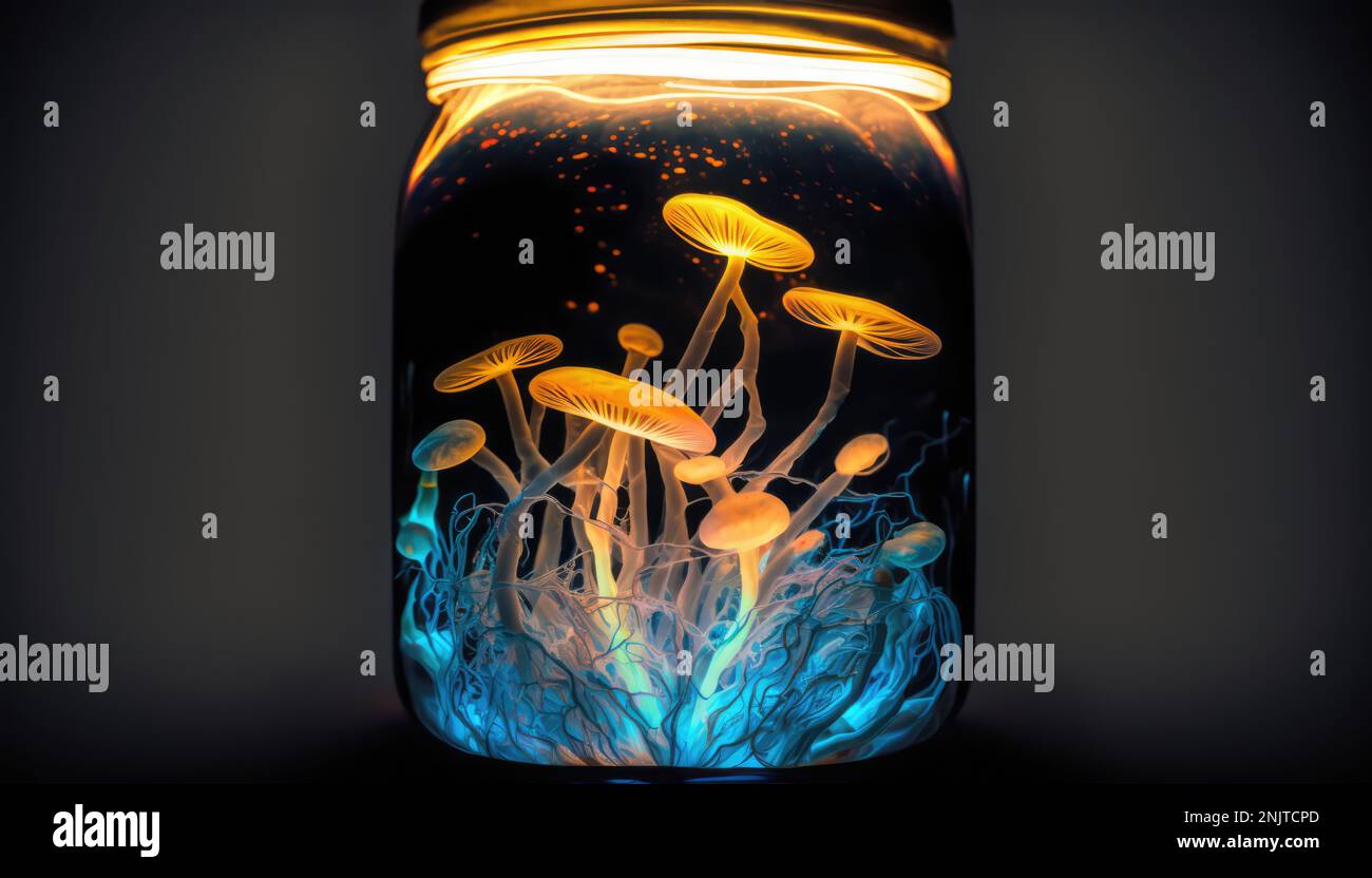Glowing psilocybin fungi hi-res stock photography and images - Alamy