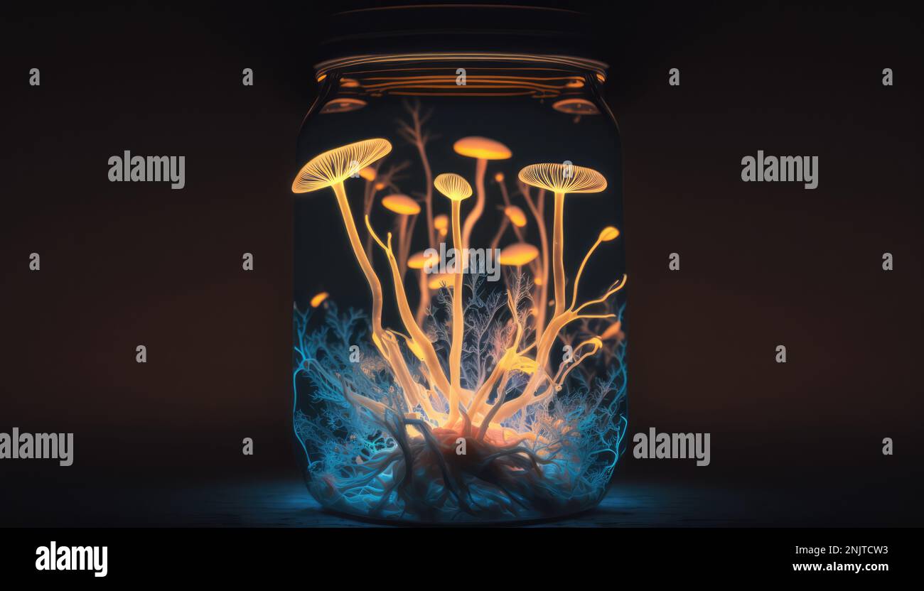 Glowing psilocybin fungi hi-res stock photography and images - Alamy