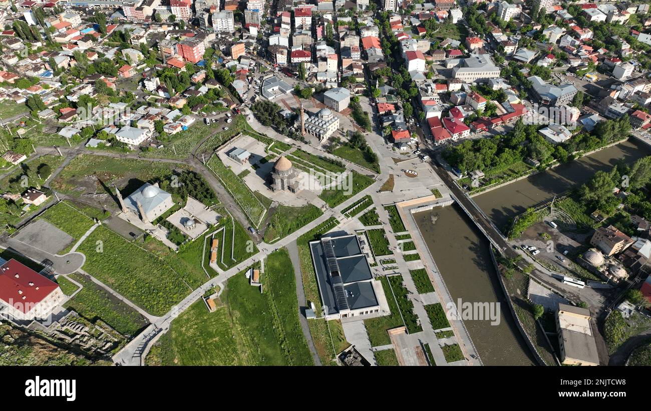 A photo of the city of Kars taken with a drone. Kars old city center ...
