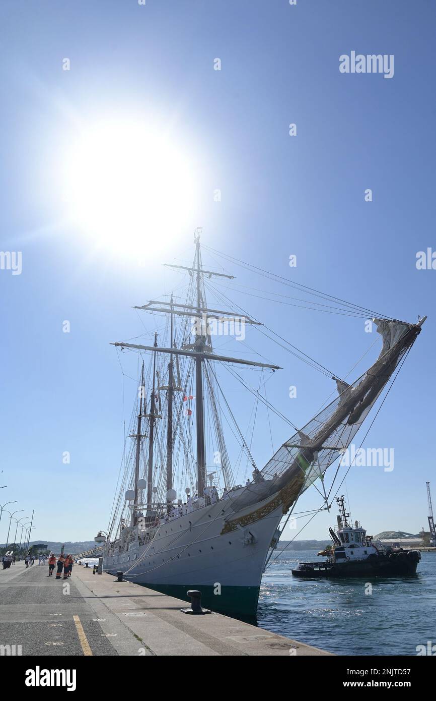 The training ship 'Juan Sebastián de Elcano', docked at the port of A ...
