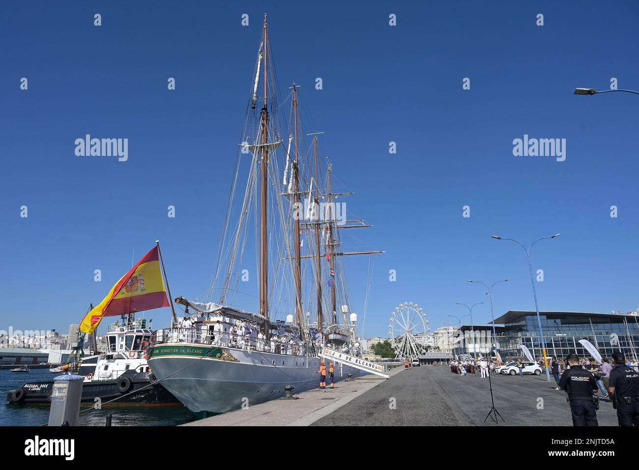 The training ship 'Juan Sebastián de Elcano', docked at the port of A ...