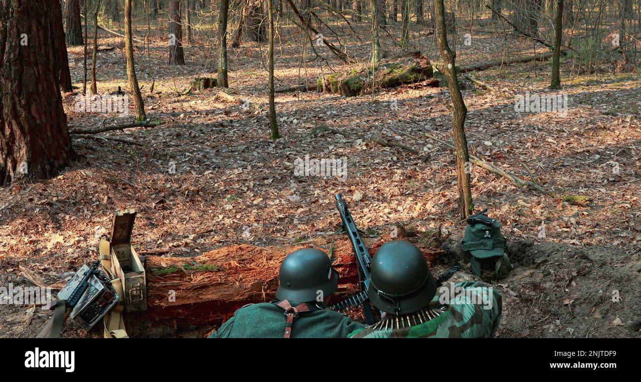 German Wehrmacht Infantry Soldier In World War II prepare for Shooting ...