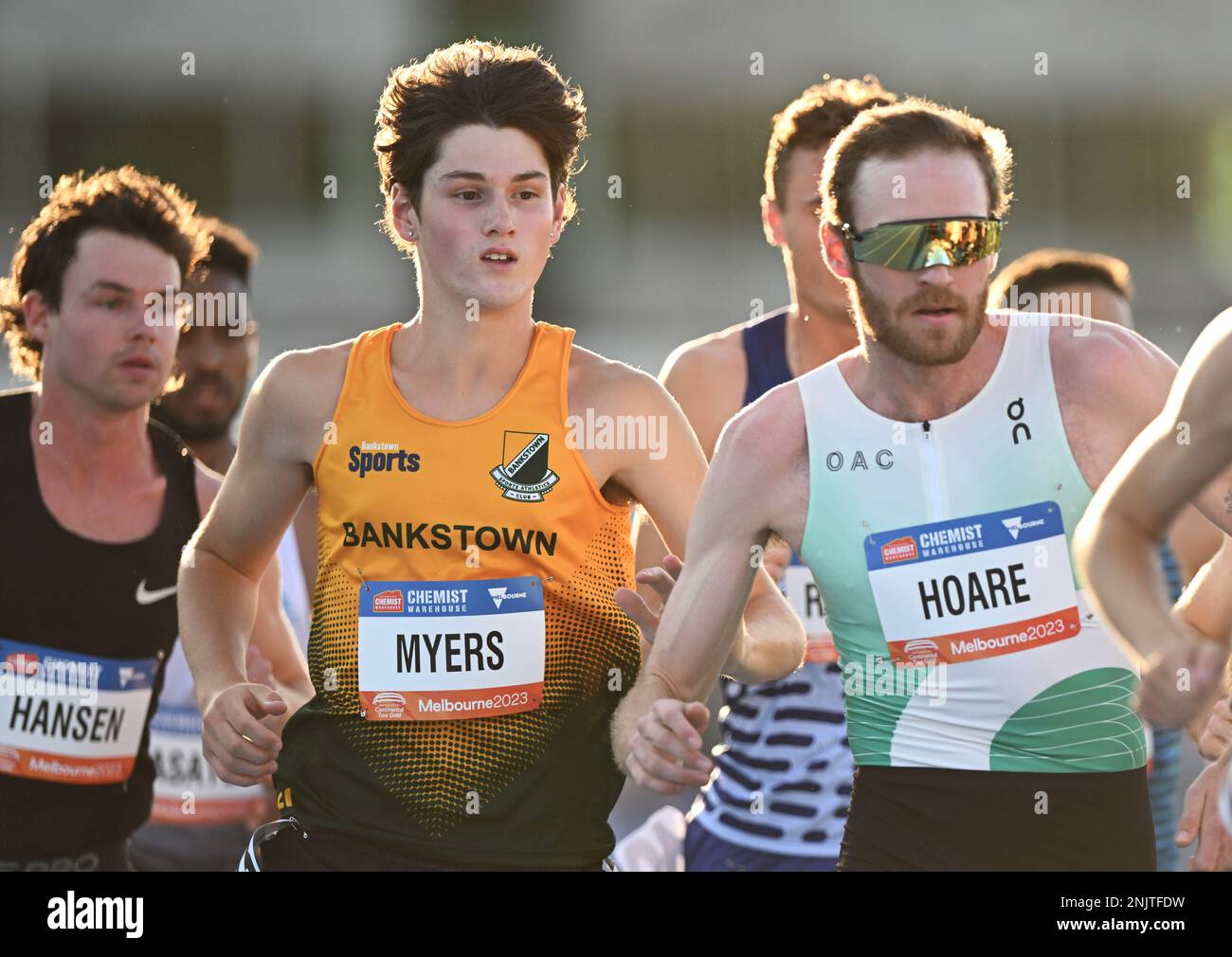 Australian Cameron Myers (left) competes in the John Landy Men’s Mile ...