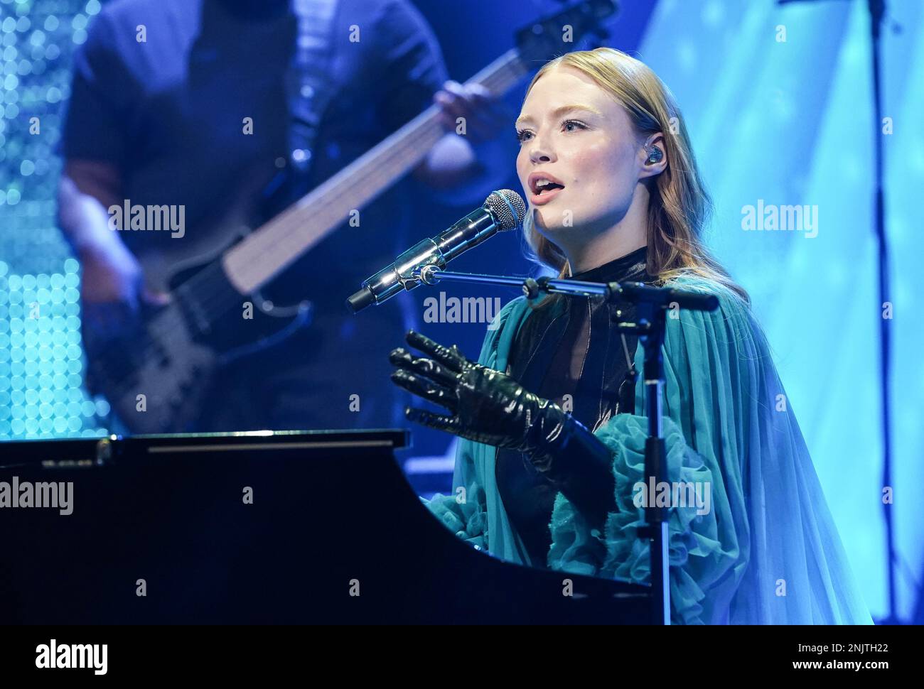 EDITORIAL USE ONLY Freya Ridings during the filming for the Graham ...