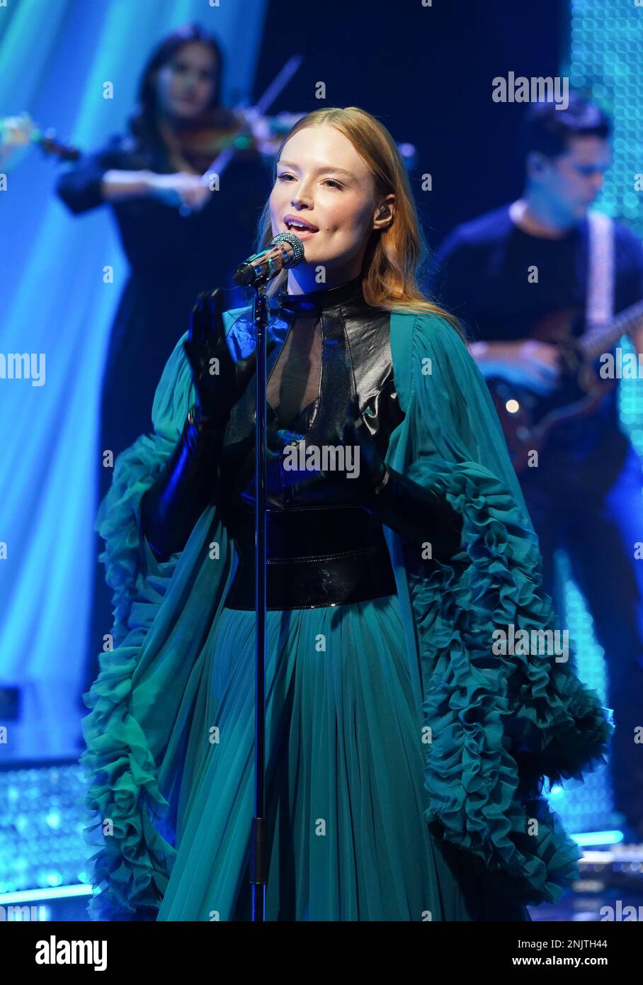 EDITORIAL USE ONLY Freya Ridings during the filming for the Graham ...