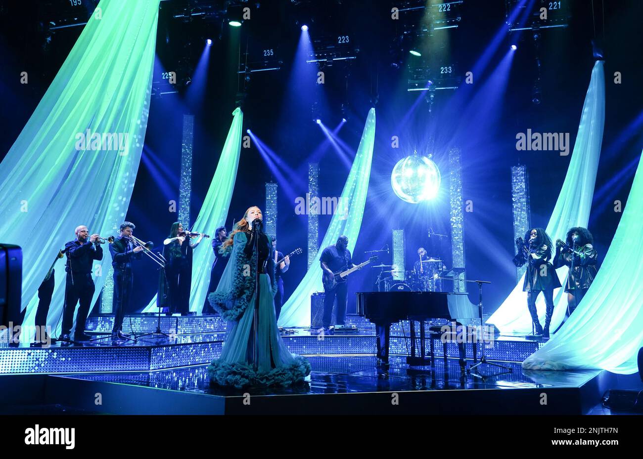 EDITORIAL USE ONLY Freya Ridings during the filming for the Graham ...